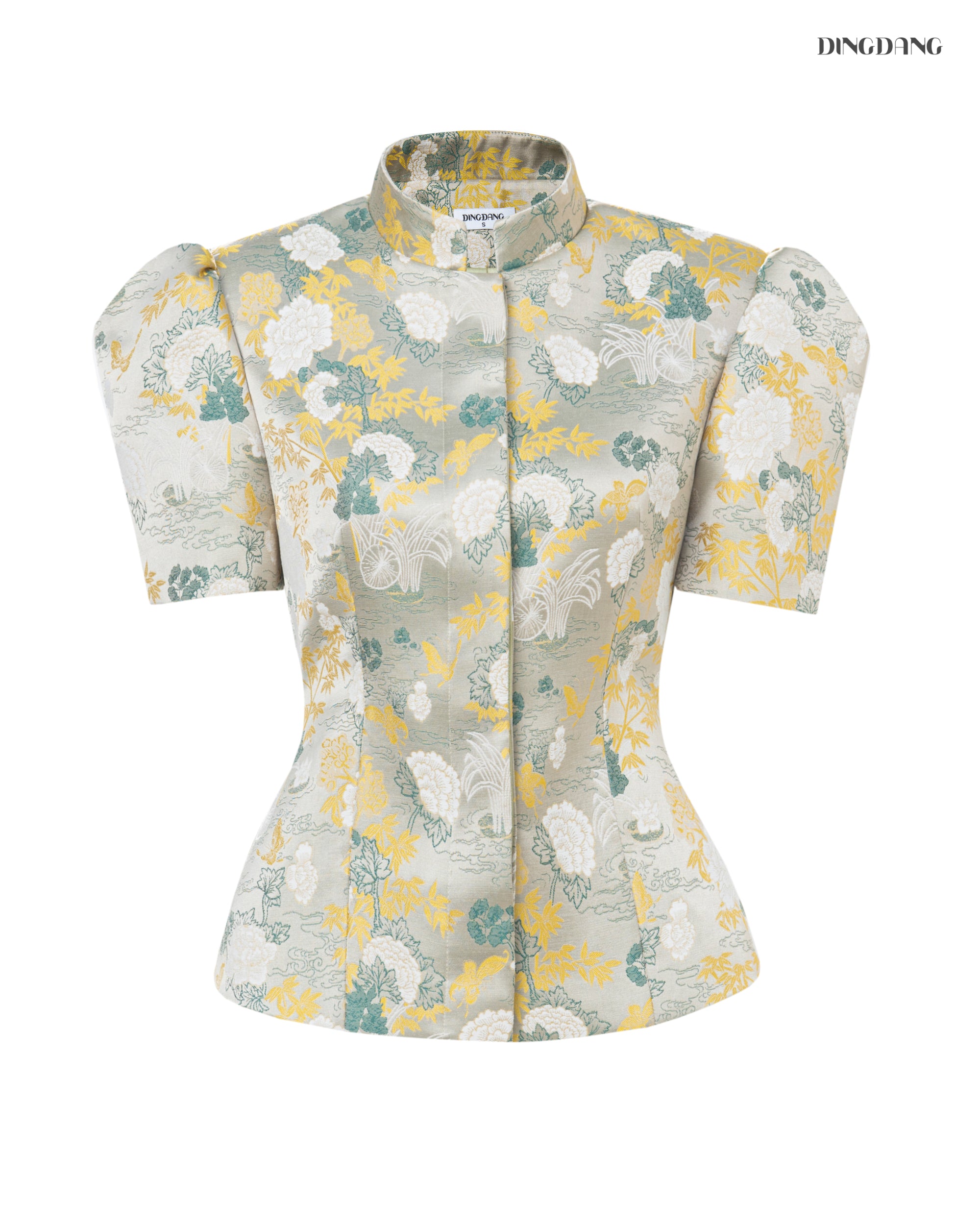 Puff-Sleeve Mandarin Collar Top – DINGDANG